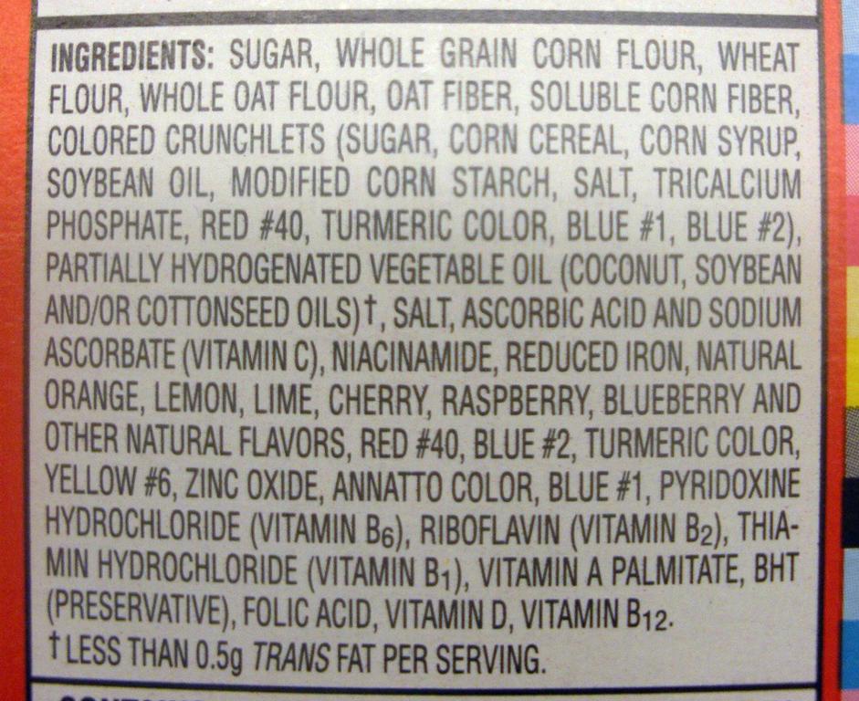 Fruit loops ingredients - food dye from Blooming Lotus Acupuncture in Austin, TX 78757